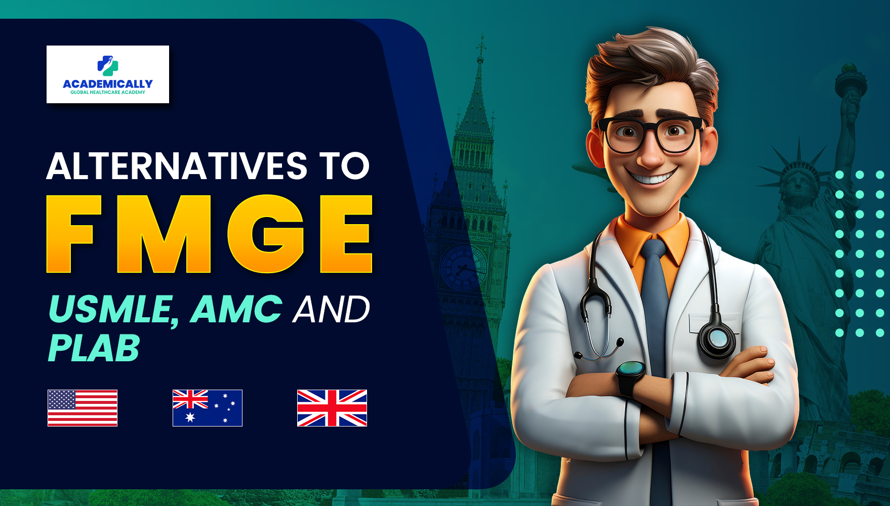 International Medical Graduates Alternative to FMGE is USMLE, PLAB & AMC